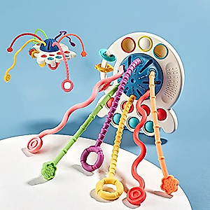 Tuko Baby Toys 6-12-18 Months Baby Sensory Toys Silicone Pull String Toys Montessori Toys for Toddlers