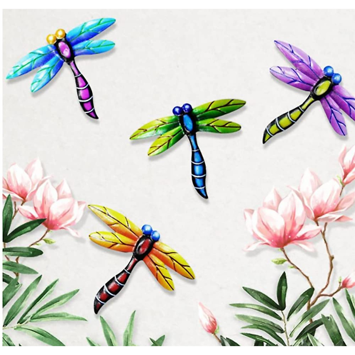 8Pcs Metal Dragonfly Insect Wall Decor - Wall Sculpture Hanging Dragonfly Metal Wall Art Garden Decor for Porch Yard, Living Room - Indoor Outdoor Gift Wall Sculptures Art