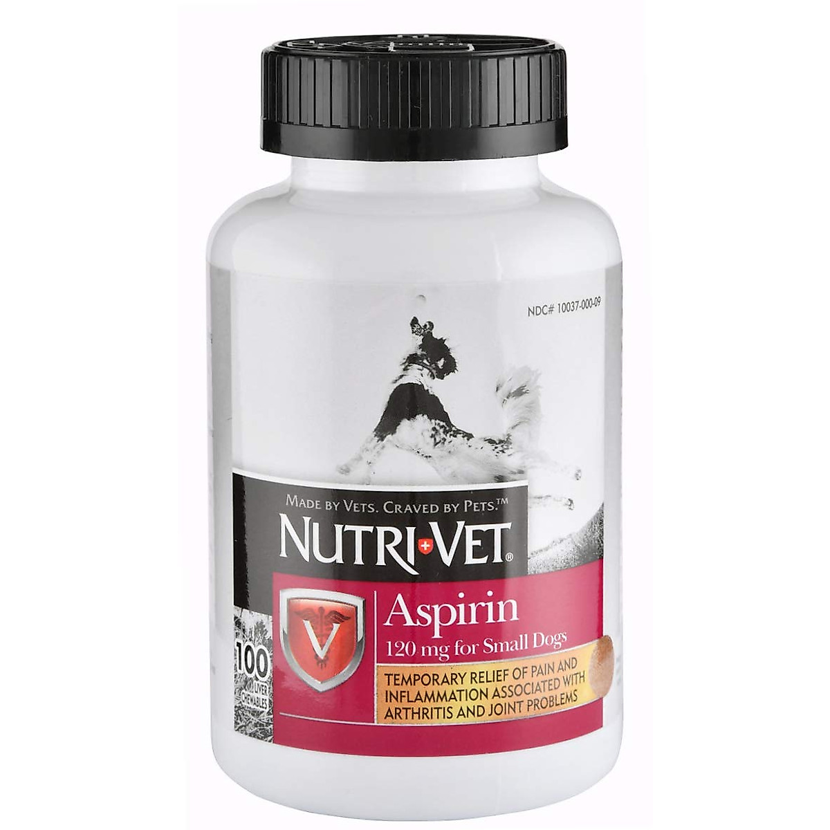 Nutri-Vet Aspirin for Dogs, Fast Pain Relief Liver Flavoured Chewable Tablets For Small Dogs, 120mg - 100 Ct