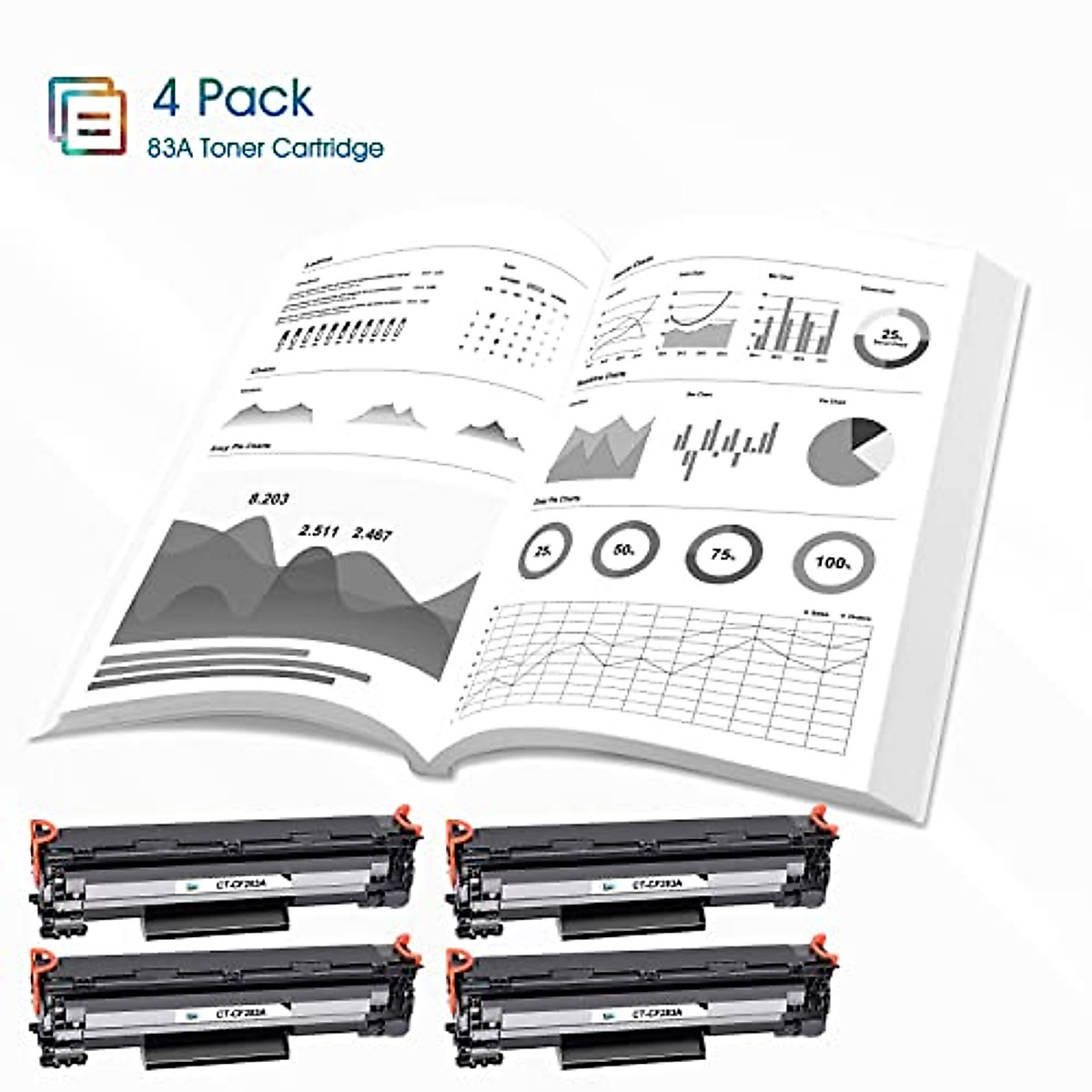 Cool Toner Compatible 83A Toner Cartridge Replacement for HP 83A CF283A 83X CF283X for HP LaserJet Pro MFP M127fw M125nw M201dw M225dw M125a M127fn Printer Black - 4 Pack