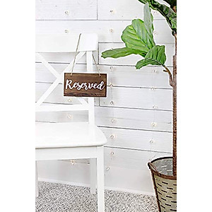Darware Hanging Wooden Reserved Signs (6-Pack); Rustic Style Wood Signs for Weddings, Special Events, and Functions to Hang on Chairs, in Doorways