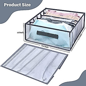 Hodeuineer Wardrobe Clothes Organizer for Bra,6 Grid Foldable Drawer Organizers For Clothing,Oversized Space Underwear Organizer(2Pack,Grey)