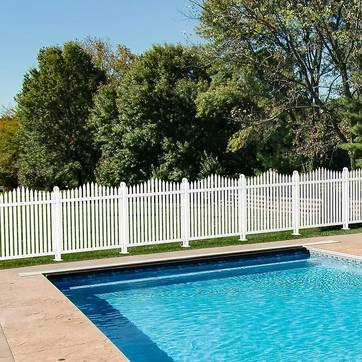 Coarbor 1 Set 84"x36" Vinyl Picket Fence Panel White PVC Garden Decorative Fence for Yard Border Outdoor Patio Pet Barrier Temporary Small Dog Fence(20 Pickets, Scallop)