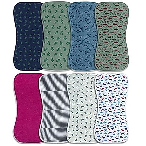 Hakochia Burp Cloths for Baby Boy Organic Cotton Large Burp Clothes Extra Absorbent Soft Burping Rags Spit Up Cloth Sets for Newborns 8 Pack