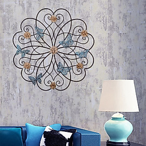 Homebeez Metal Wall Decor- Butterfly Wall Sculpture Flower Wall Hanging Art Decorations for Front Porch Living Room Bedroom Office Indoor Outdoor Garden (Butterfly-3)