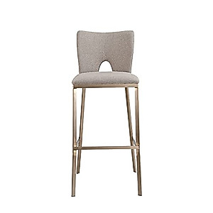 Limari Home Charlton Collection Modern Style Fabric Upholstered Bar Stool with Antique Brass Iron Frame (Set of 2), Beige