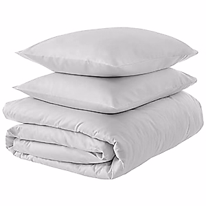 Amazon Aware 100% Organic Cotton 300 Thread Count Duvet Cover Set - Light Gray, Full/Queen