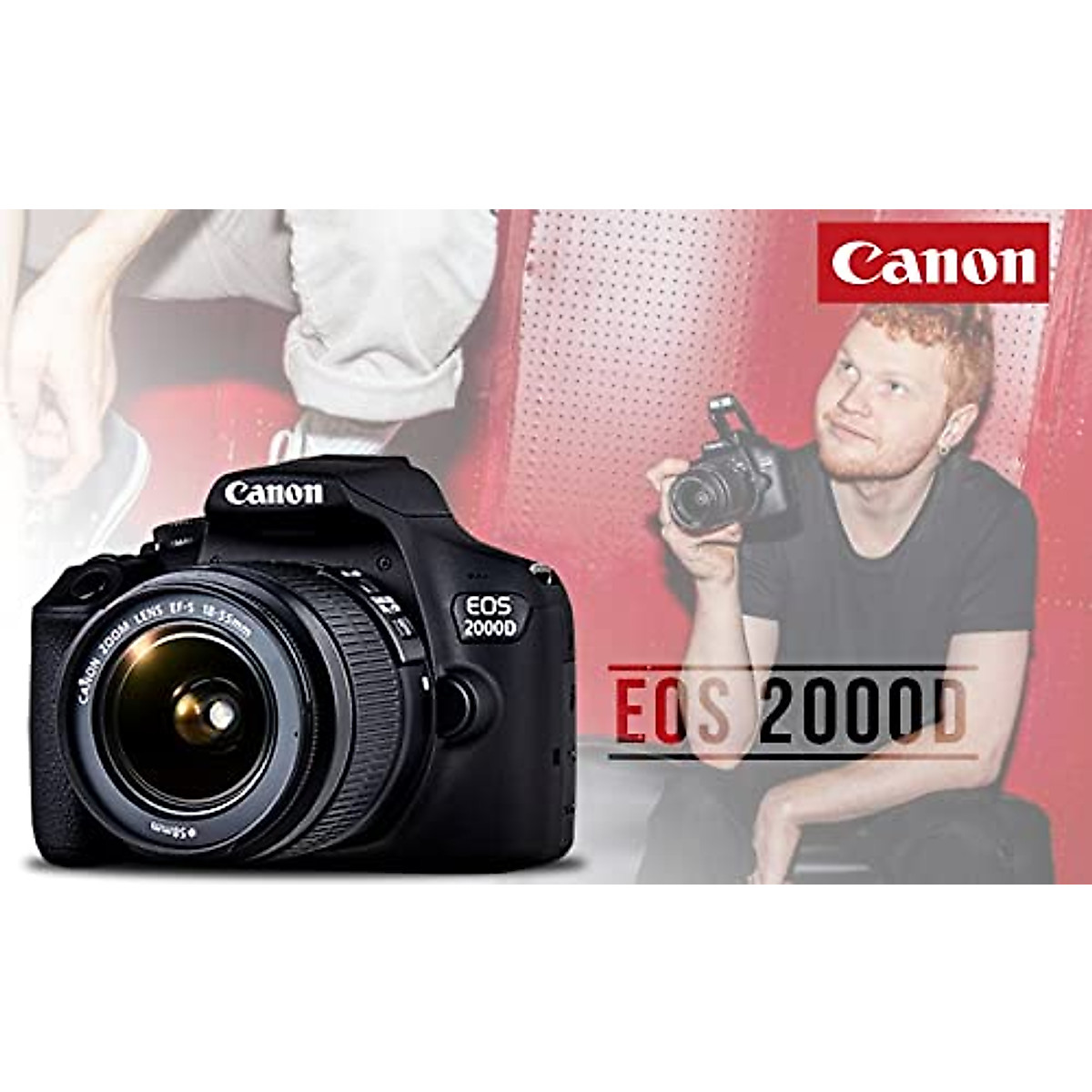 Canon EOS 2000D / Rebel T7 DSLR Camera with 18-55mm Lens, Creative Filter Set, EOS Camera Bag, Sandisk Ultra 64GB Card, 6AVE Electronics Cleaning Set, and More (International Model) (Renewed)
