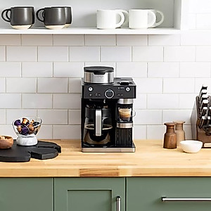 Ninja CFN601 Espresso & Coffee Barista System, Single-Serve Coffee & Compatible with Nespresso Capsule, 12-Cup Carafe, Built-in Frother, Cappuccino & Latte Maker, Black & Stainless Steel (Renewed)