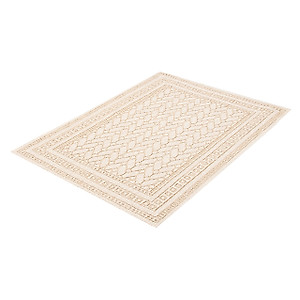 eCarpetGallery Vintage Turkish Area Rug for Living Room Bedroom 5x7 Taupe Carpet, High Low Pile Textured Rug, 368016
