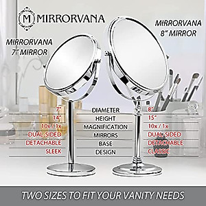 MIRRORVANA Large Double Sided 10X and 1X Magnifying Makeup Mirror with Stand in Gift Box, 15-Inch Height and 8-Inch Wide
