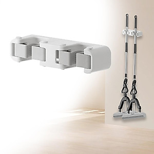 Wall Mounted Broom And Mop Organizer for Home And Garden, Double Clip