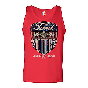 Ford Motors Legendary Power Tank Top Automotive Licensed Men's Top Red XX-Large