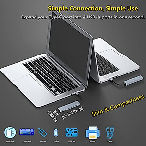 TargetGo USB C Hub with 4 Ports, Aluminum Type USB C to USB 3.0 Adapter for iPhone 15, Laptop, MacBook Pro/Air, iPad Pro, Chromebook, Pixelbook, XPS, Galaxy S10+/S10/S9/S8...