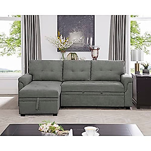 Naomi Home Modern Sectional Sofa with Storage Chaise Gray/Velvet