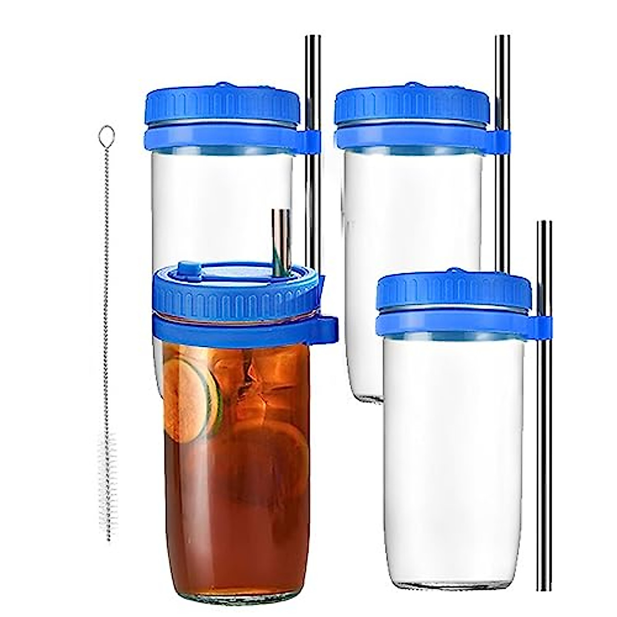 4 Set Can Shaped Glass, Drink Cups With Lids And Straws, Iced Coffee Cups Reusable Drinking Glasses Beer Can Glasse, Cute Tumbler Cup For Homes, Kitchens, Breweries, Cafes, And Restaurant