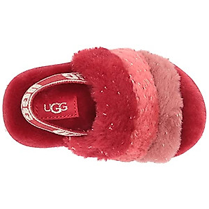 UGG Girls T Fluff Yeah Metallic Sparkle Slipper, Red Multi, 9 Toddler