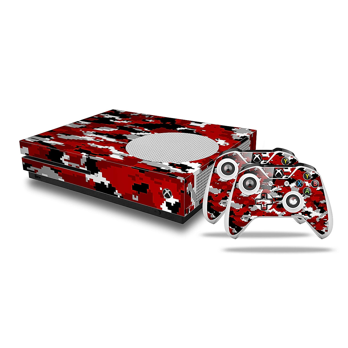 WraptorSkinz Decal Vinyl Skin Wrap Compatible with Xbox One S Console and Controllers - WraptorCamo Digital Camo Red