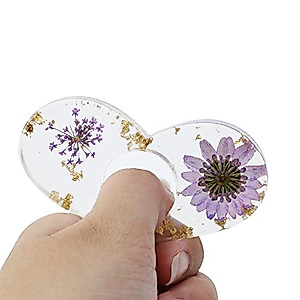 FarBoat Resin Dried Flower Thumb Support for Reading Aid Natural Style Bookmark Page Marker (Heart Shape Purple)