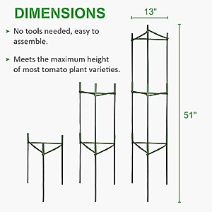 GROWNEER 3 Packs Plant Cages Assembled Tomato Garden Cages Stakes Vegetable Trellis, with 3Pcs 10 Gallon Grow Bags, 9Pcs Clips and 328Ft Twist Tie, for Vertical Climbing Plants