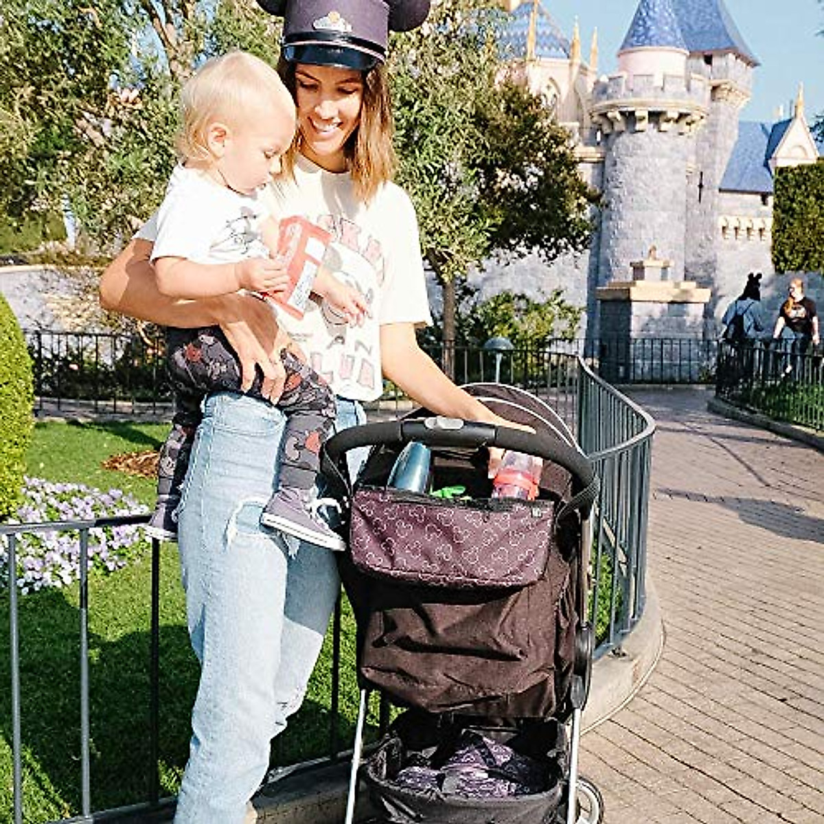 Disney Baby by J.L. Childress Cargo 'N Drinks Parent Tray, Universal Stroller Organizer & Accessory, Mickey Black