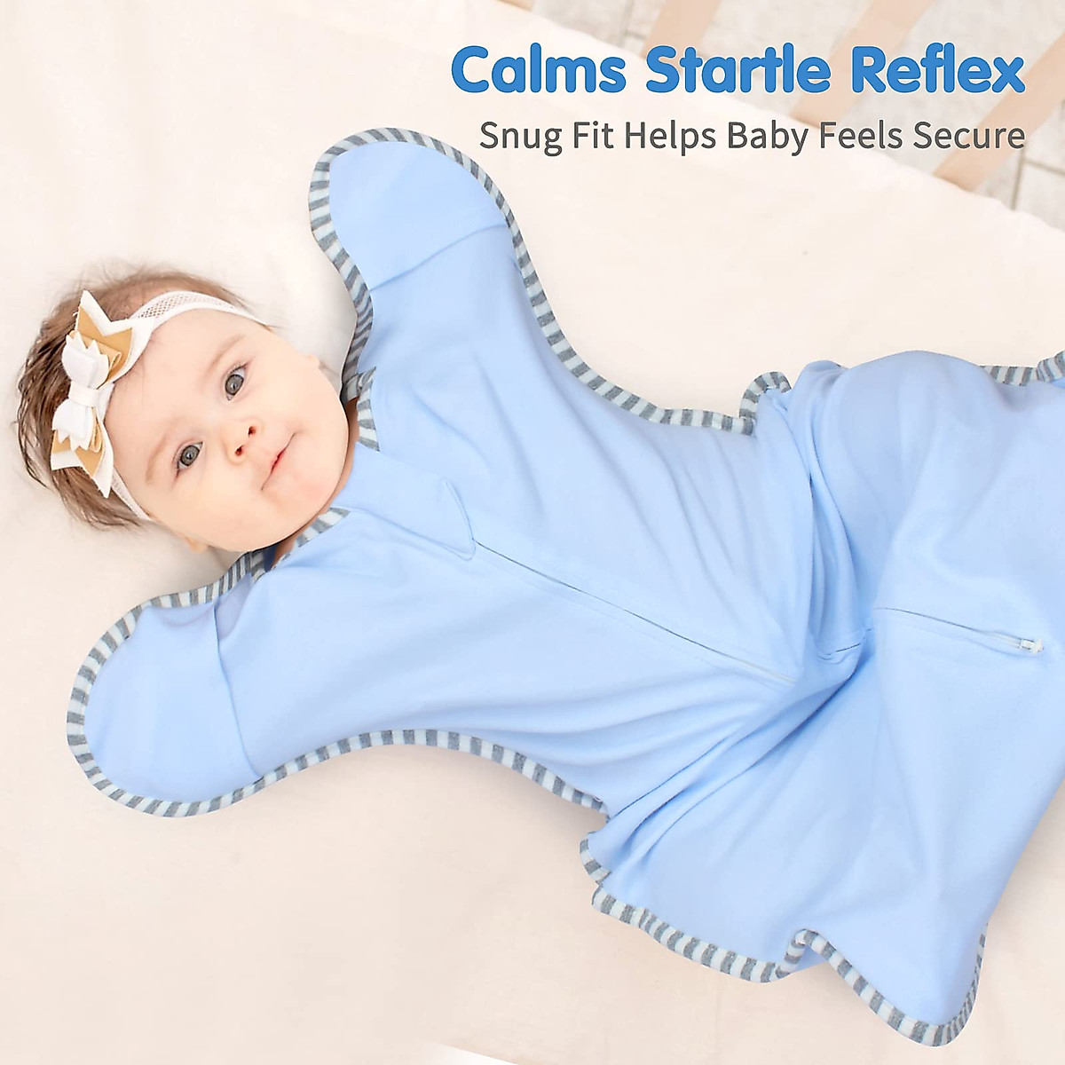 Transition Swaddle, Infant Sleep Sack 0-3 Months Arms up Swaddle 2-Way Zipper 100% Cotton Arms in/out, 0.8 Tog Baby Swaddle Newborn Sleep Sack for Boys Girls, 2-Pack Transitional Swaddle Sack (Small)