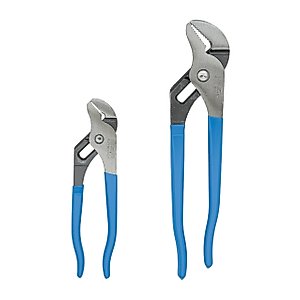 Channellock 2 Piece Tongue and Groove Pliers Set - 9.5-Inch, 6.5-Inch | Straight Jaw Groove Joint Pliers | Laser Heat-Treated 90° Teeth| Forged from High Carbon Steel | Patented Reinforcing Edge Minimizes Stress Breakage | Made in USA