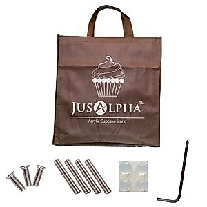 Jusalpha® Large 6 Tier Wedding Party Square Cupcake Stand-Cake Stand-Cupcake Tower-Dessert Display Stand (Large 6 Tier with Base) (6SF)