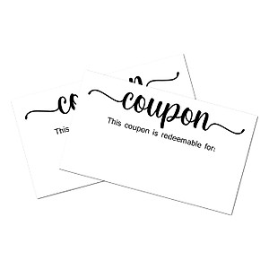 Coupon Cards, Gift Certificate , Present Voucher For Bridal Shower, Baby Shower, Family Reunion, Holiday Celebrations, Newlyweds Reception, Graduation, Birthday Events, Redeemable 50 Cards 3.5"x2". Made in USA