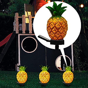 Yuhoo Solar Garden Stakes Lights, Outdoor Waterproof Pineapple Decorative Solar Landscape Stake Night Lights for Pathway Lawn Patio Yard Home Ornament(Yellow), free size