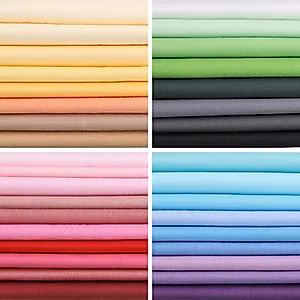 Buryeah 35 Pcs Solid Color Cotton Fabric 20 x 20 Inch (50cm x 50cm) Squares Quilting Patchwork Precut Fabric Bundles Multicolor Sewing Supplies for Beginners DIY Craft, Patchwork, Scrapbooking Cloth