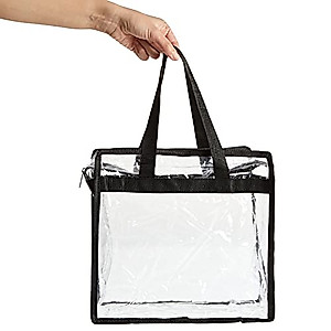 Juvale 2 Pack Clear Stadium Approved Tote Bags, 12x6x12 Large Transparent Totes with Zippers, Handles for Concerts, Sporting Events, Music Festivals, Work, School, Gym
