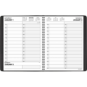 AT-A-GLANCE 2022 Two Person Daily Appointment Book & Planner by AT-A-GLANCE, 8" x 11", Large, Black (7022205)