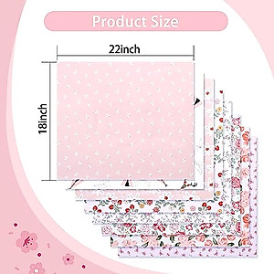 UPSYTIO 8PCS Cotton Fabric Bundles - 18 × 22 Inches Floral Printed Fat Quarters Quilting Sheets for Sewing Crafts Patchwork and DIY Projects(Pink)
