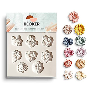 KEOKER Flower Polymer Clay Molds - 1 Pcs Polymer Clay Molds for Jewelry Making, Polymer Clay Molds for Polymer Clay Earrings Decoration (Medium Flower)