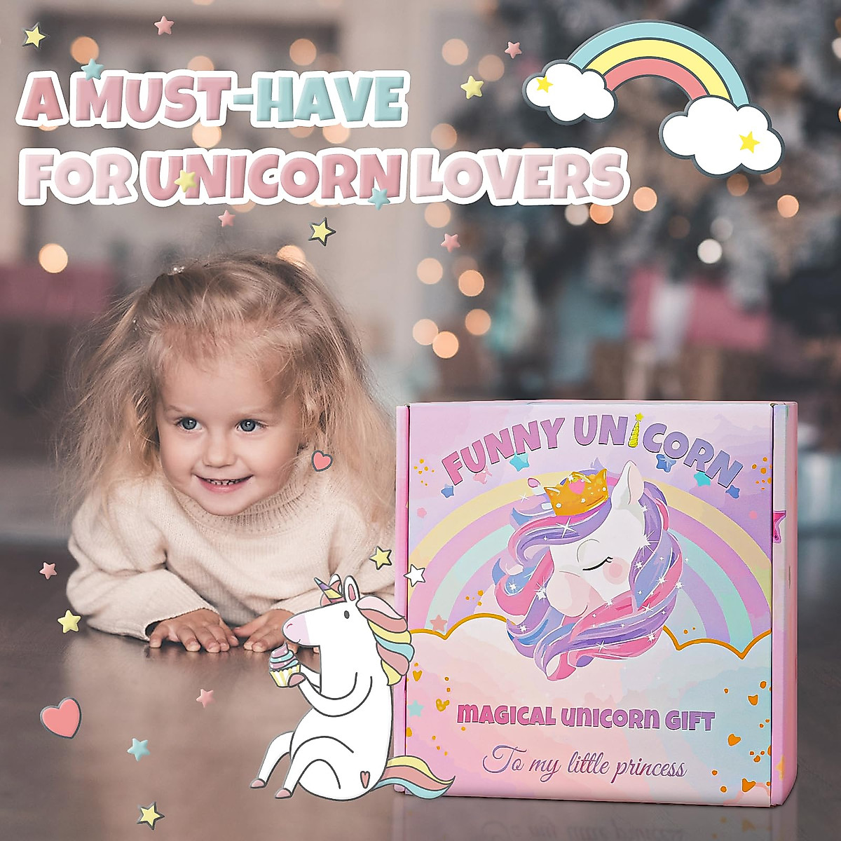 Decostatue Unicorn Gifts for Girls Age 6-8 - 10pcs Birthday Gift Box for 3 4 5 6 7 8 9 10 11 12 Year Old Toddler Girl for Girls with Unicorns Blanket for Teen girl Trendy 2024