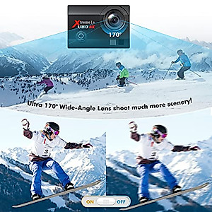 Action Camera 4K,20MP 40M Underwater Waterproof Camera,2.0'' LCD Screen WiFi 170° Wide Angle EIS Sports Cam with External Microphone Remote Control 2x1050mAh Batteries and Helmet Accessories Kit