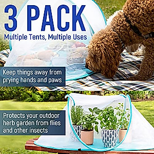 [3 Pack] Extra Large Tabletop Folding Mesh Food Tent with Easy Access Opening - Superior Stitched Food Covers for Outside Events - Wind Resistant Collapsible Food Cover - Picnic Accessories