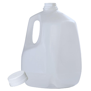 (4 PACK) 128 Oz Empty Plastic Gallon Juice Bottles with Tamper Evident WHITE Caps - Smoothie Bottles - Ideal for Juices, Milk, Smoothies, Picnic's and Even Meal Prep - Made in USA