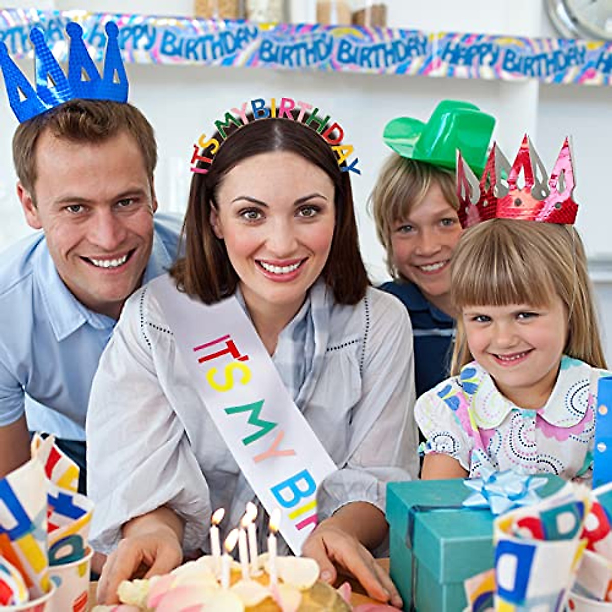 Araluky Happy Birthday Hat Birthday Crowns for Women IT'S MY BIRTHDAY Headband with Birthday Sash Rainbow Birthday Headband Tiaras for Women Birthday Headpiece for Women Girls Birthday Tiara Princess Hair Band for Parties Favors Costume Birthday Gift