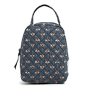 Vera Bradley Women's Cotton Lunch Bunch Lunch Bag, Bees Navy - Recycled Cotton, One Size