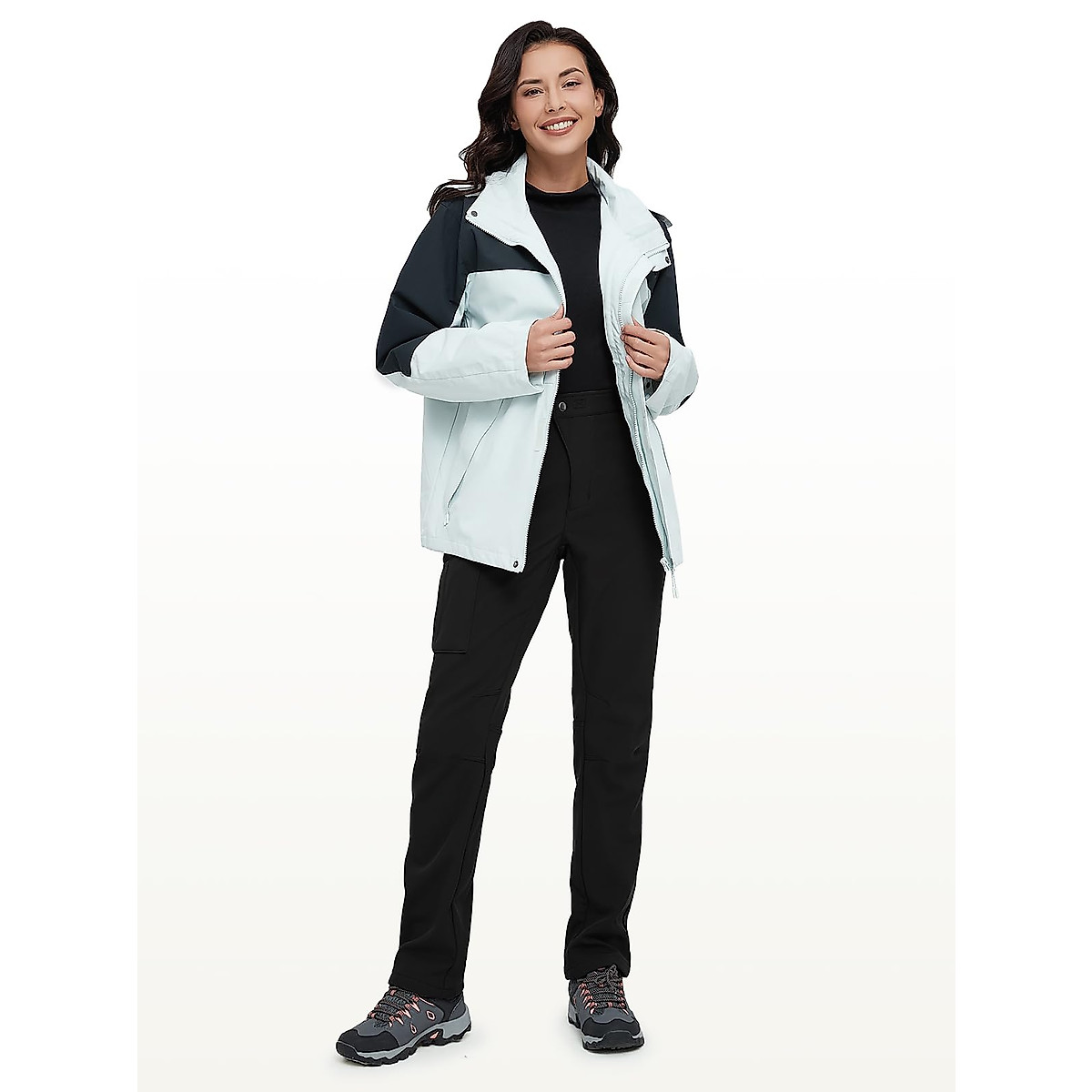 Cycorld Women's-Ski-Snow-Pants, Fleece Lined Water Resistant Windproof Pants Winter Hiking Softshell Pants for Women(Black,X-Large)