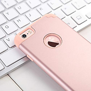 ULAK iPhone 6S Case, iPhone 6 Case, Slim Fit Dual Layer Soft Silicone & Hard Back Cover Bumper Protective Shock-Absorption & Anti-Scratch Case for Apple iPhone 6/6S 4.7 inch, Rose Gold
