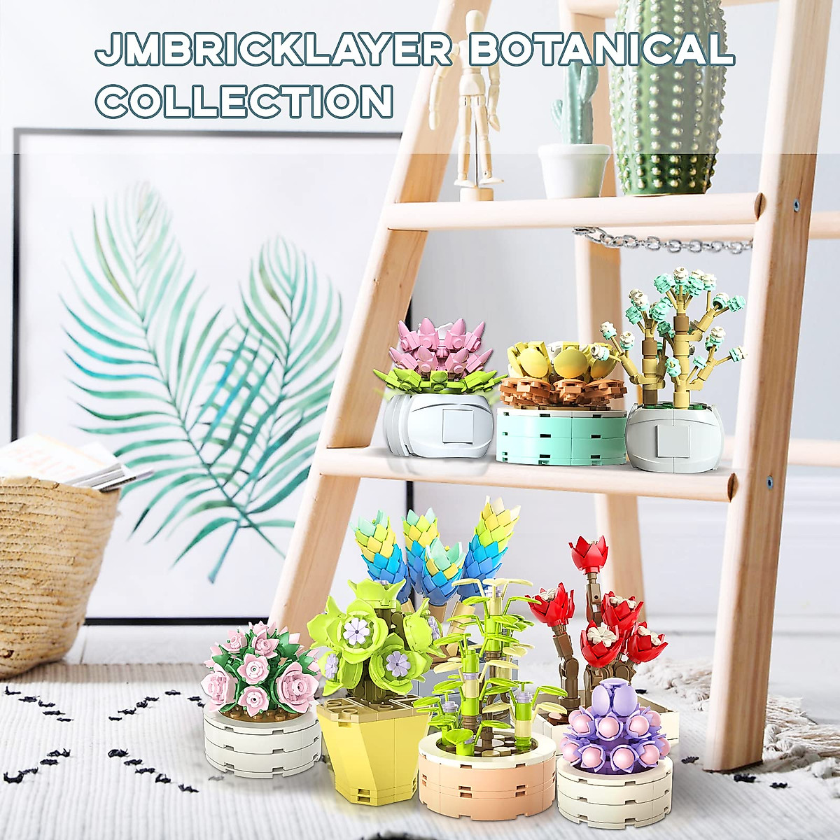 JMBricklayer Flowers Succulents Botanical Collection Building Sets, Plants Office Home Decor Succulents Bonsai Building Toys, Creative Flowers Building Project for Adults, Gifts Ideas for Girls Women