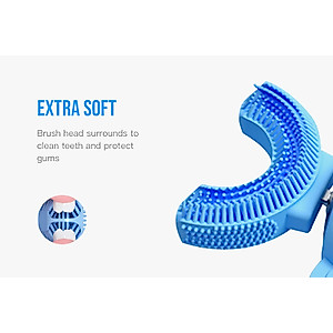 Kids Electric toothbrushe and Foam toothpaste, Children U Shaped Ultrasonic Automatic Toothbrush with 3 Brush Heads, 3 Cleaning Modes, Automatic Timer Tooth Brush for toddler, (Age 2-8,Bue) (Bue)