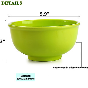 DEAYOU 9 Pack Melamine Bowls, 28 Oz Unbreakable Large Cereal Soup Salad Bowl, 6" Reusable Mixing and Serving Bowls for Party, Colorful Snack Bowls for Children, Chip-Resistant, Dishwasher Safe