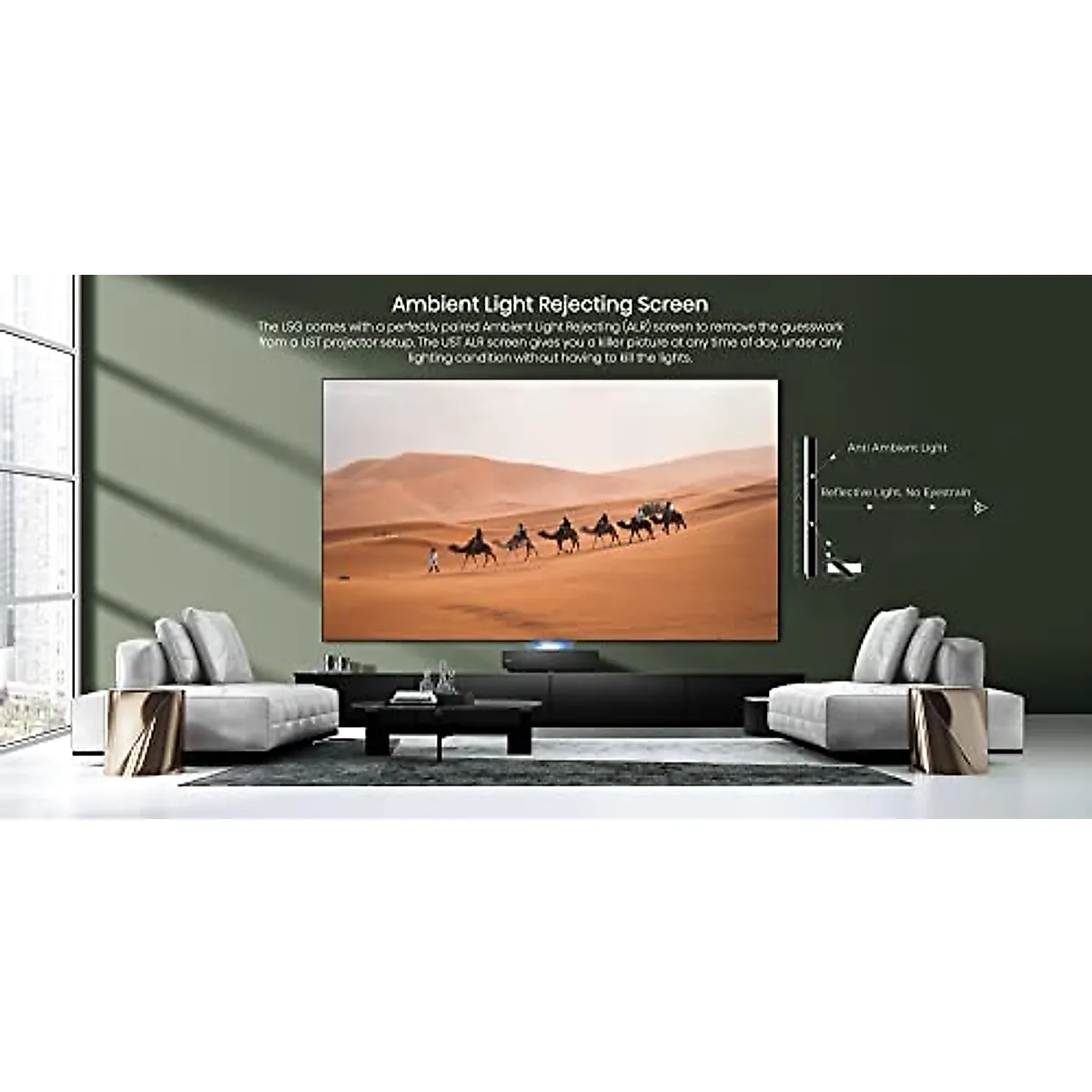 Hisense 100L5G-CINE100A 4K UHD Laser TV, UST Ultra Short Throw Projector with 100" ALR Screen, 2700 ANSI Lumens, Android TV, HDR10, 30W (Stereo) Dolby Atmos, Built-in Alexa and Google Assistant