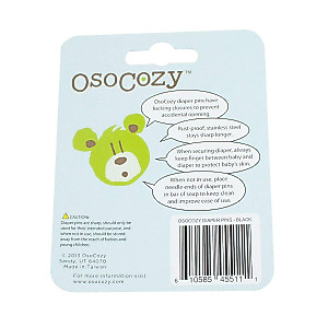 OsoCozy Diaper Pins - (Black) - Sturdy, Stainless Steel Diaper Pins with Safe Locking Closures - Use for Special Events, Crafts or Colorful Laundry Pins, 8 Count (Pack of 1)