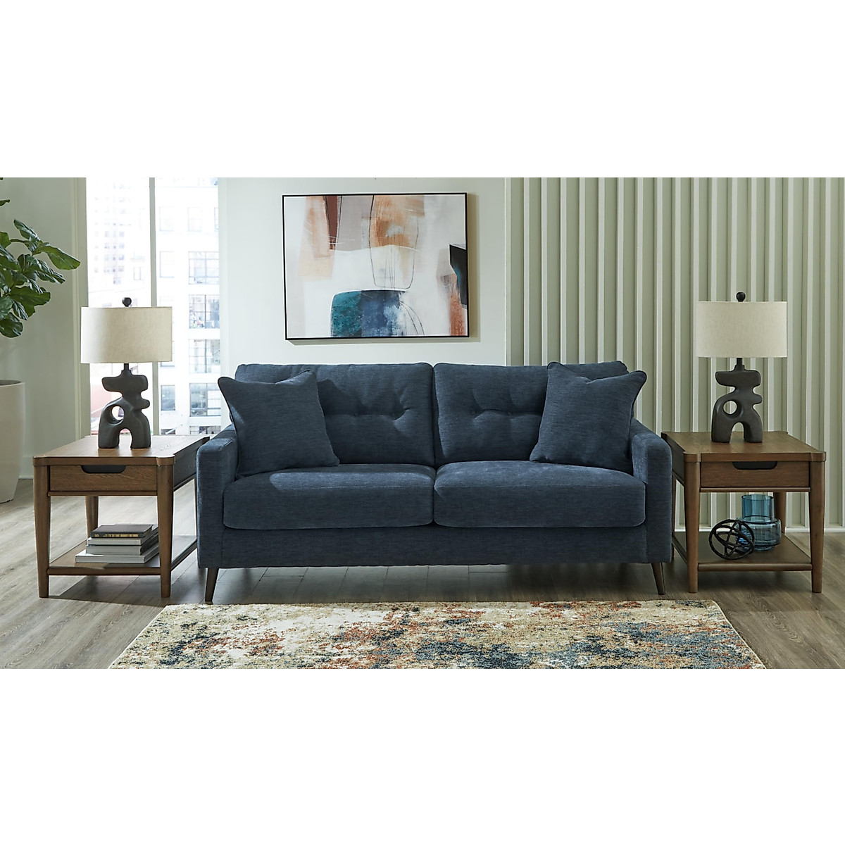 Signature Design by Ashley Bixler Sofa, 79" W x 38" D x 37" H, Blue