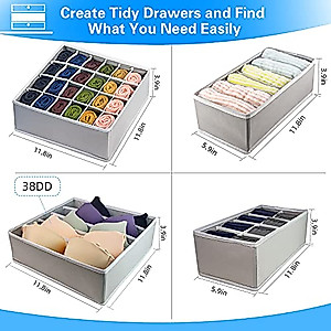 4 Set Laundry Bra Wash Bags + 4 Pack Foldable Clothes Drawer Organizer Set